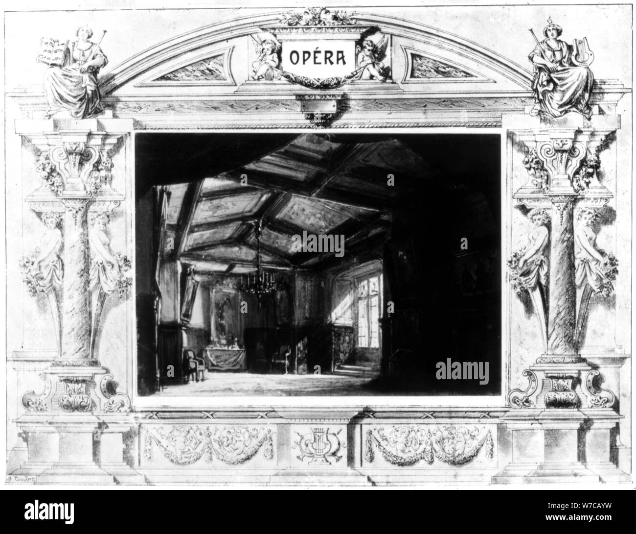 Set design for Mozart's Don Giovanni, 1875. Artist: Unknown Stock Photo ...