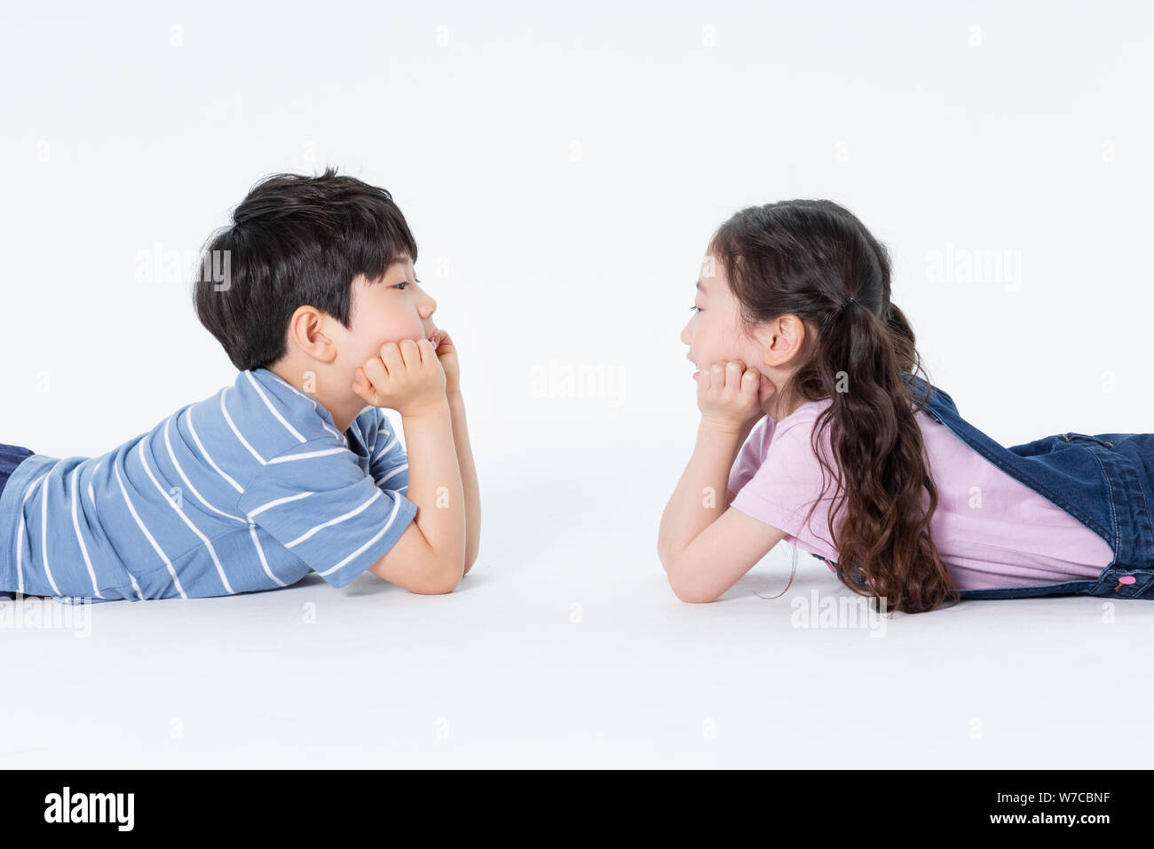Smiling Children Concept, happy child enjoy summer time on white ...