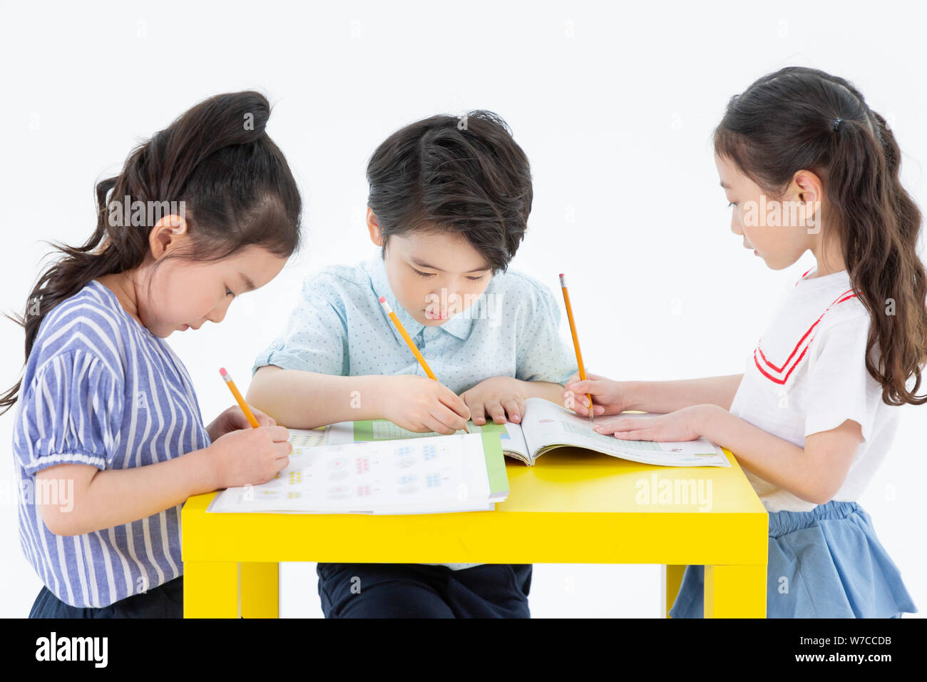 Smiling Children Concept, happy child enjoy summer time on white ...