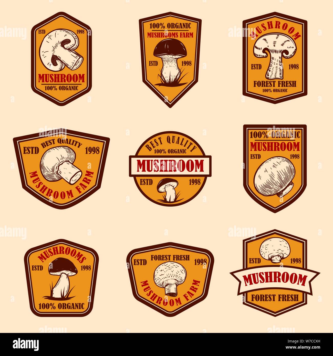 Group mushroom illustration drawing engraving hi-res stock photography ...