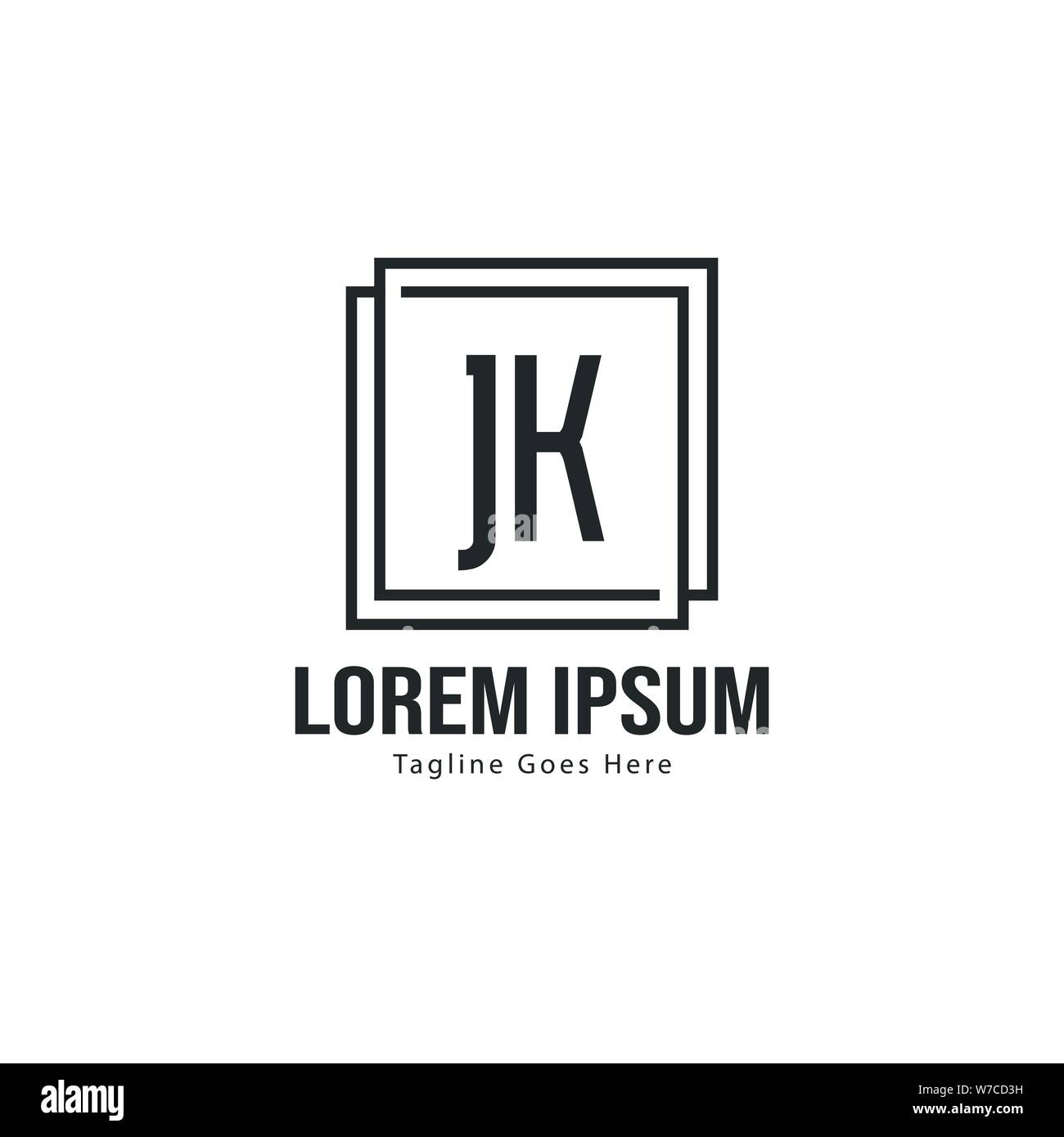 Initial JK logo template with modern frame. Minimalist JK letter logo ...
