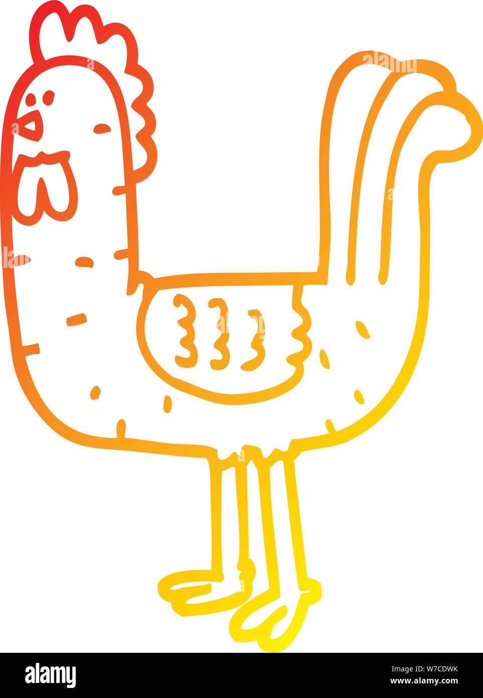 warm gradient line drawing of a cartoon cockerel Stock Vector Image ...