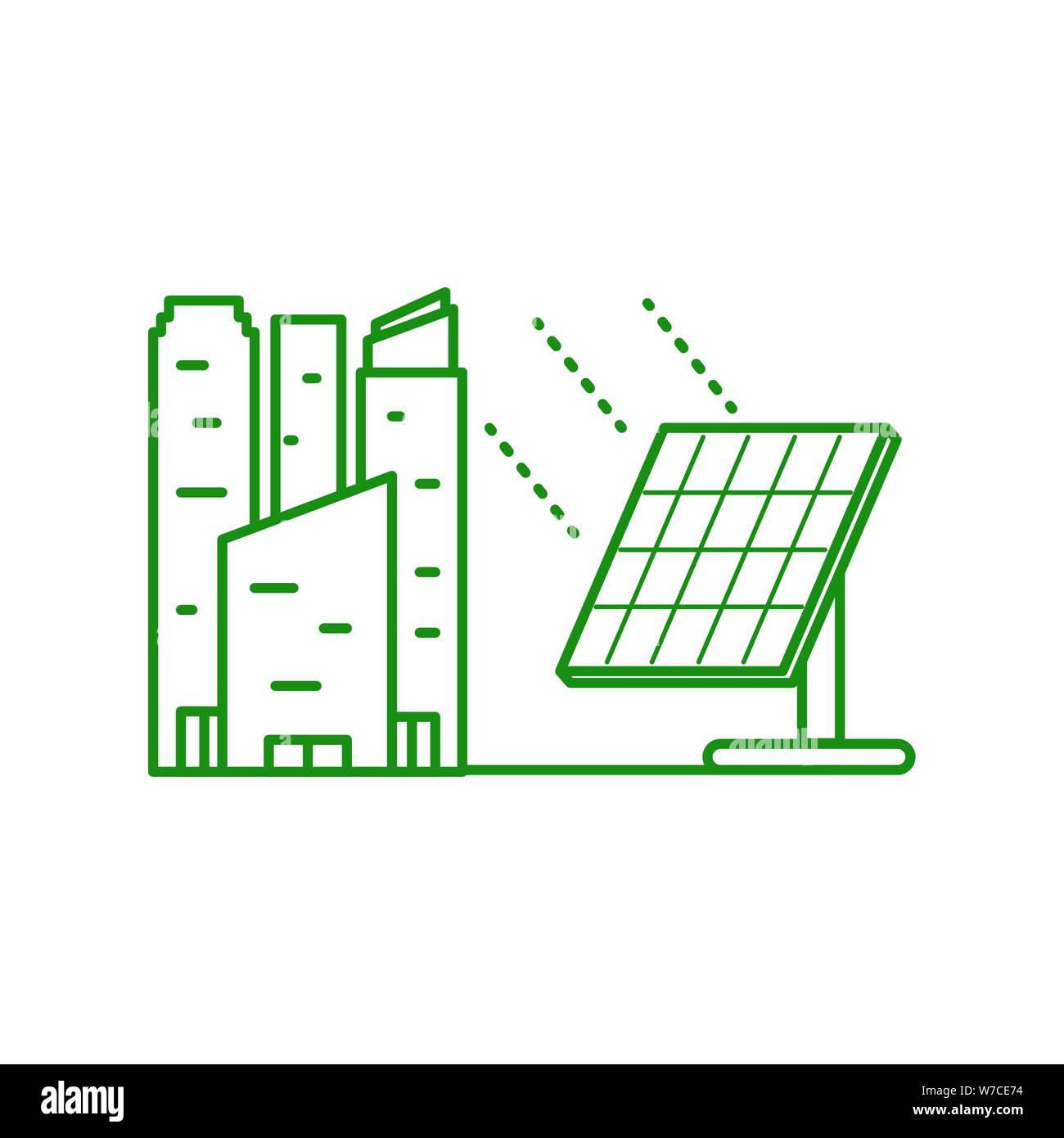 solar panel energy with buildings facade vector illustration design ...