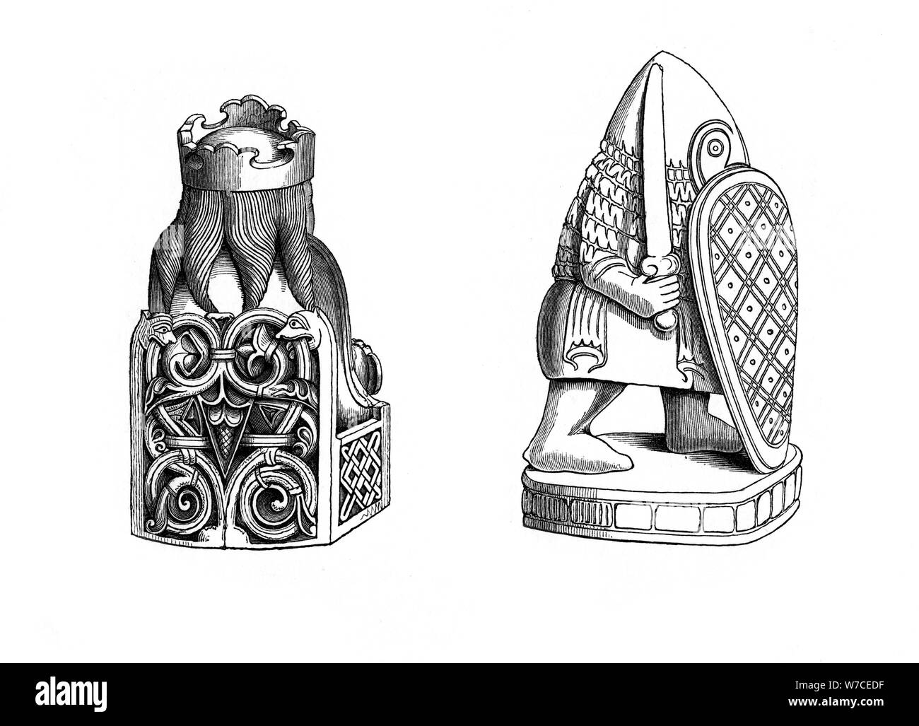 Chessmen, 12th century, (1843).Artist: Henry Shaw Stock Photo - Alamy