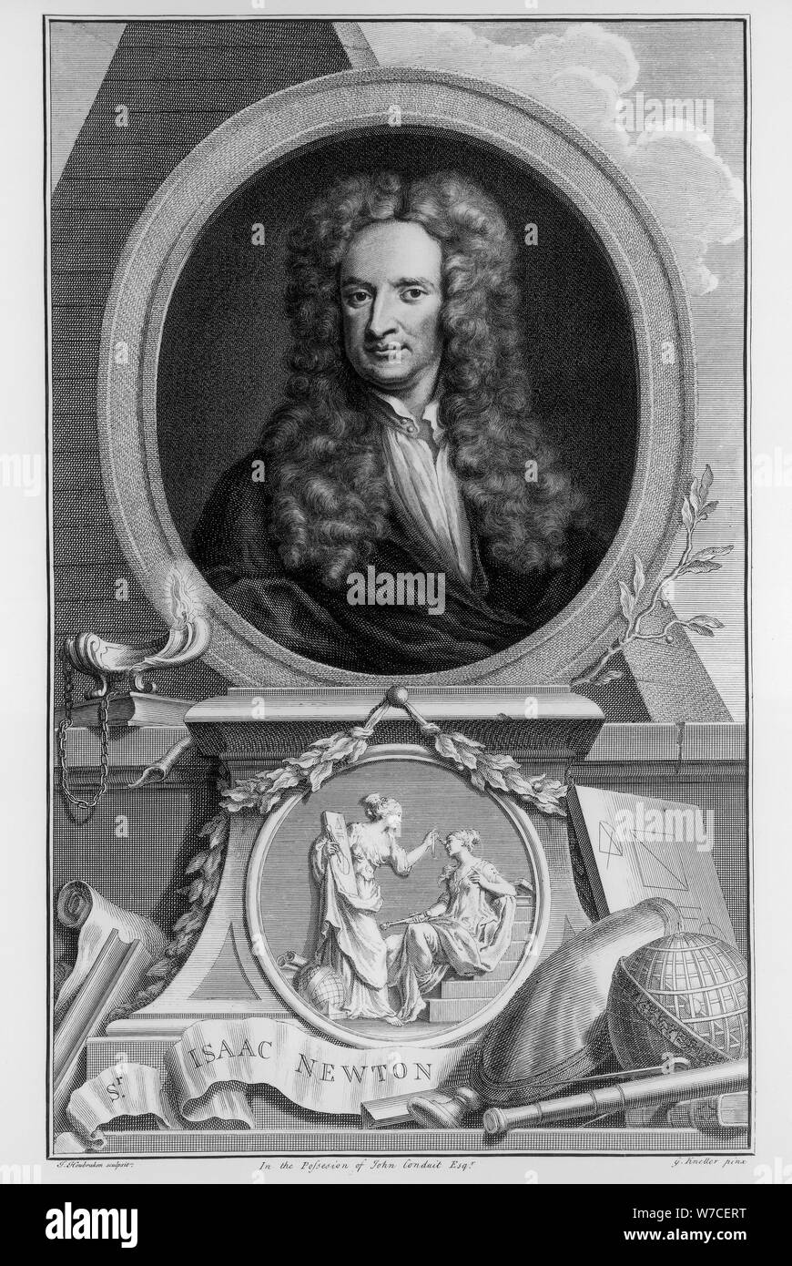 Sir Isaac Newton, English scientist and mathematician, c1700. Artist ...