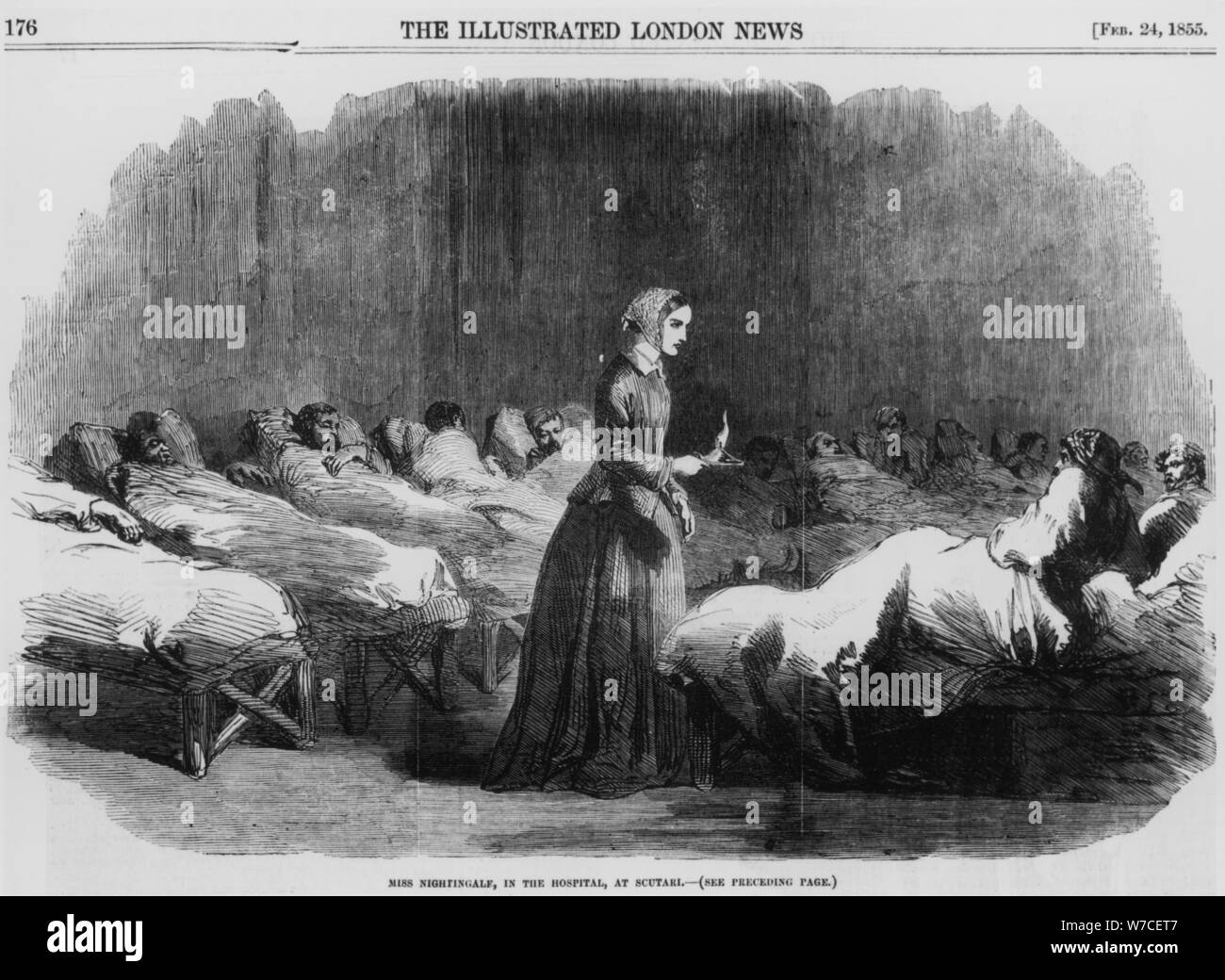 Florence Nightingale, English nurse and hospital reformer, 1855. Artist ...