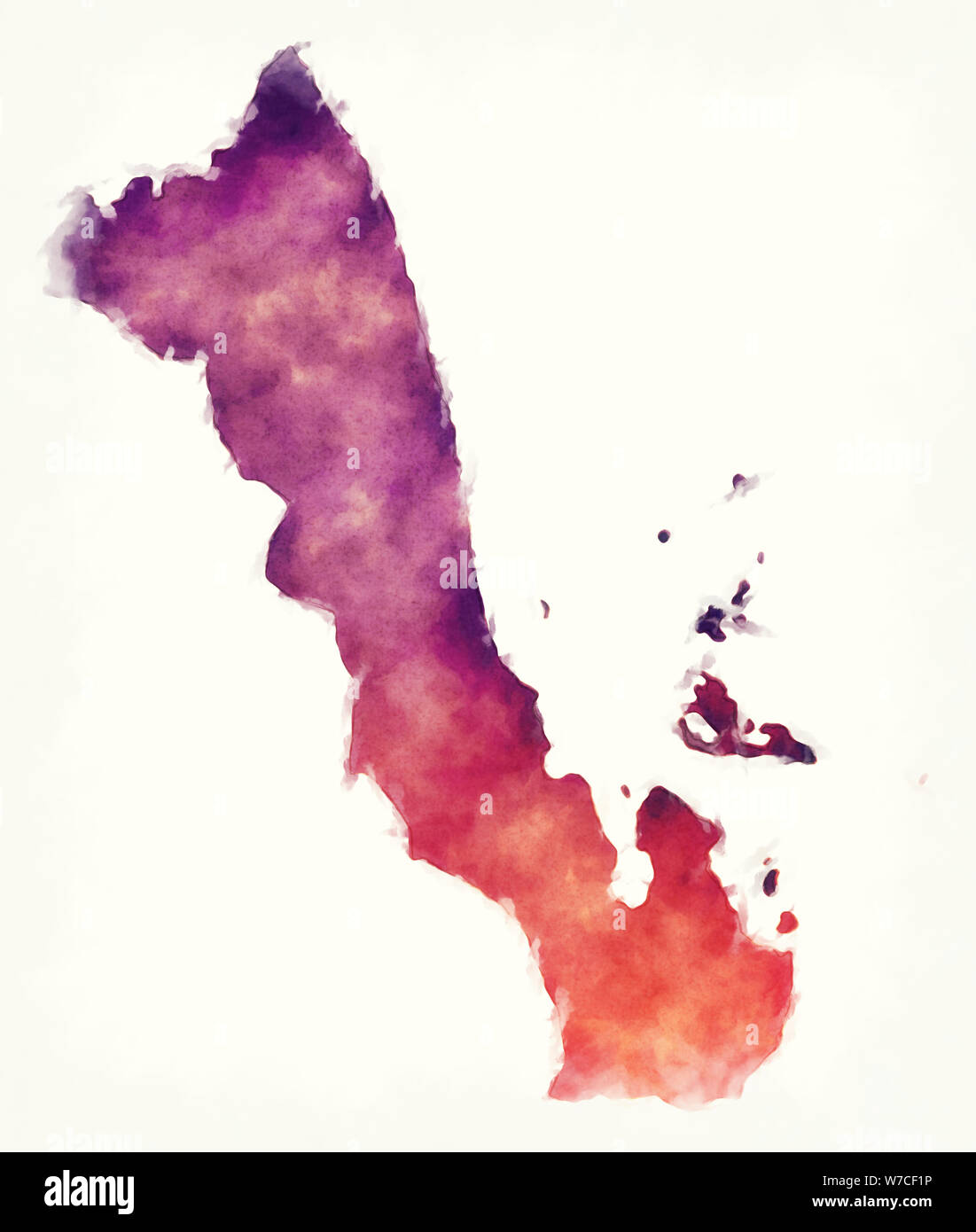 Northern Red Sea Region region watercolor map of Eritrea Stock Photo ...