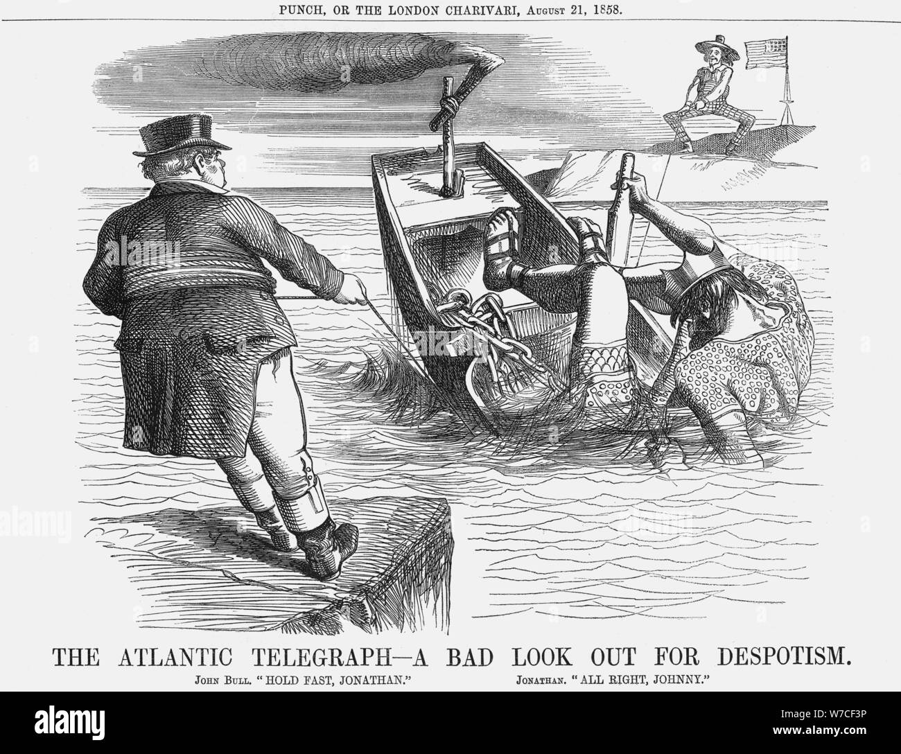 'The Atlantic Telegraph - A bad look out for Despotism', 1858. Artist ...