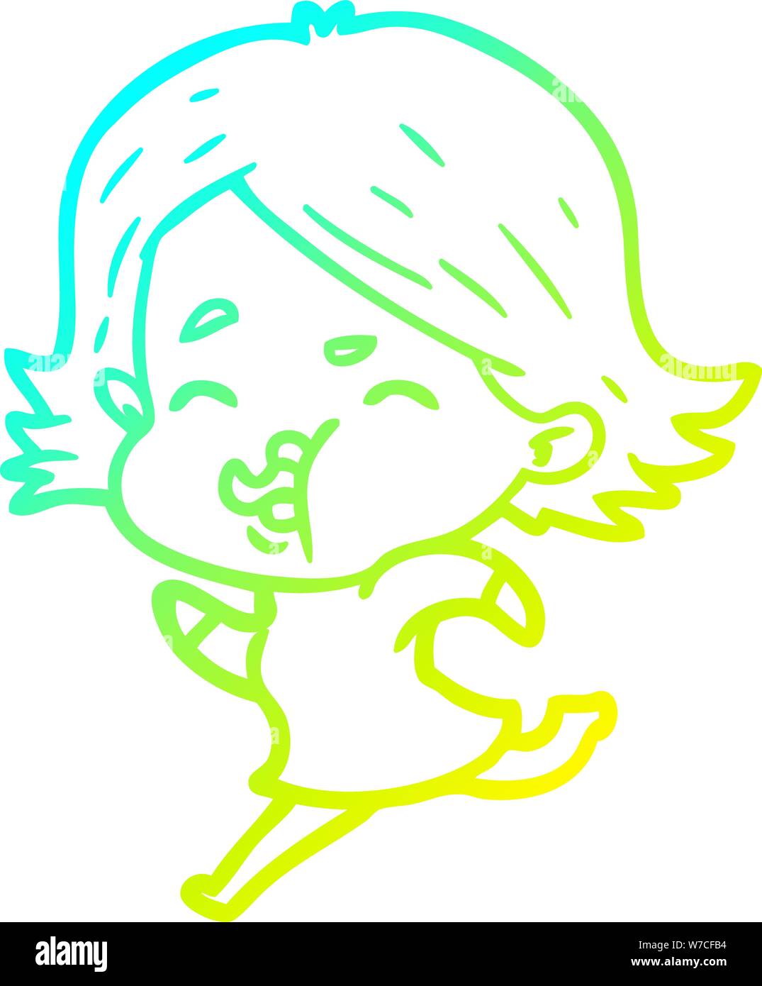 cold gradient line drawing of a cartoon girl pulling face Stock Vector ...