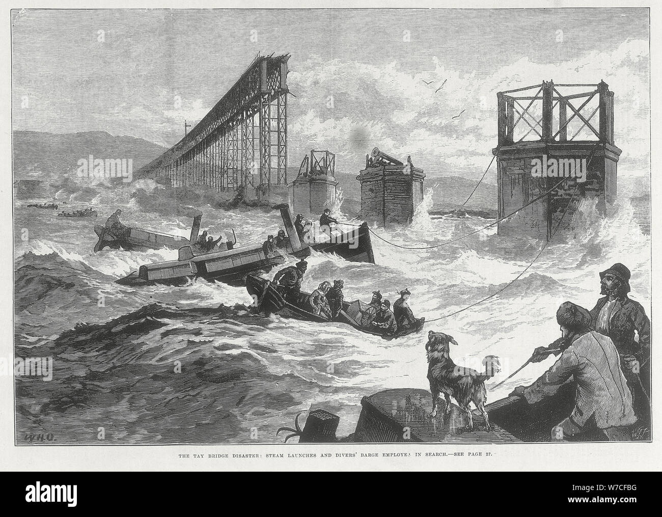 Tay Bridge disaster, Scotland, 28 December 1879. Artist: Unknown Stock ...