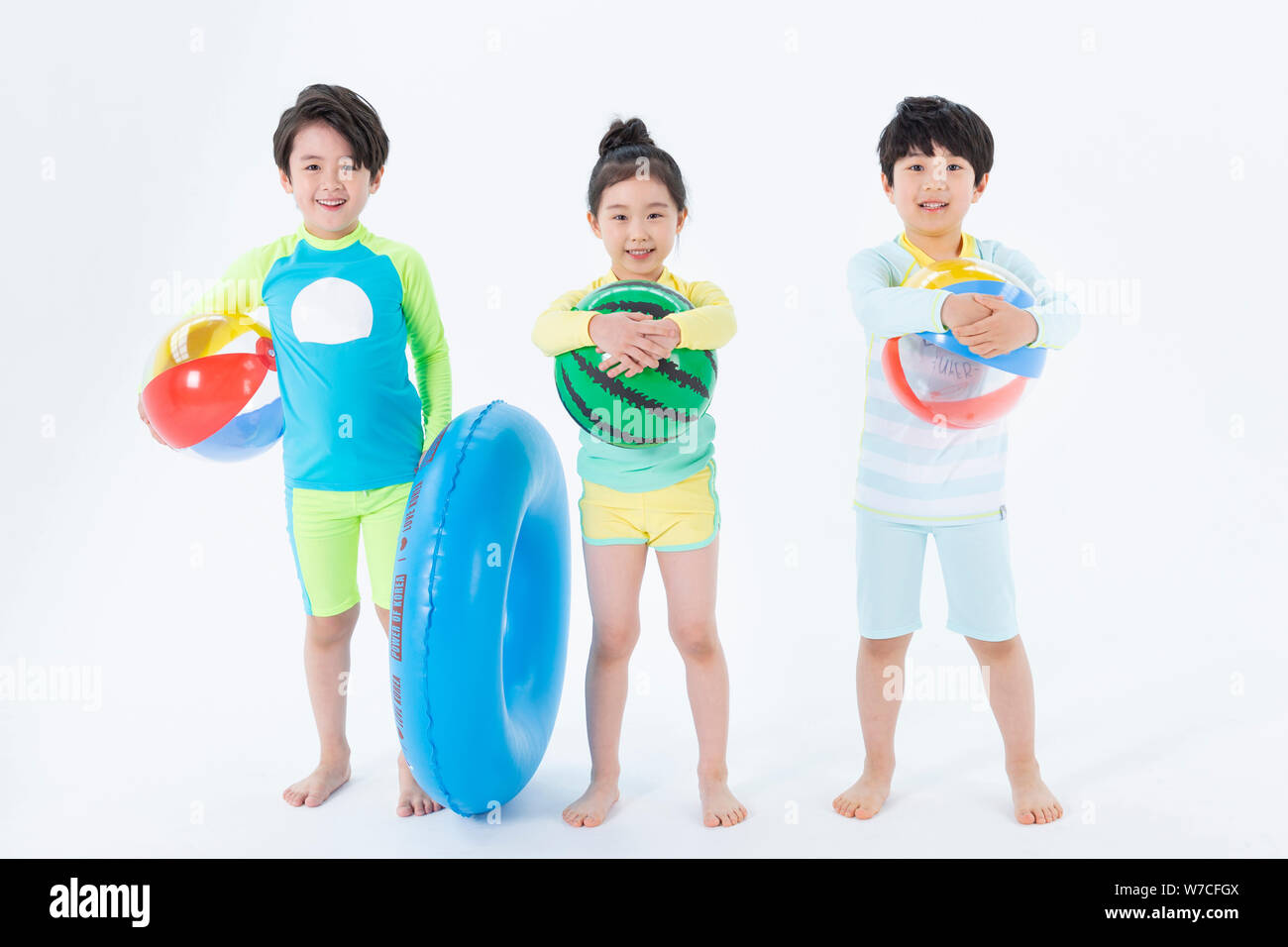 Smiling Children Concept, happy child enjoy summer time on white ...