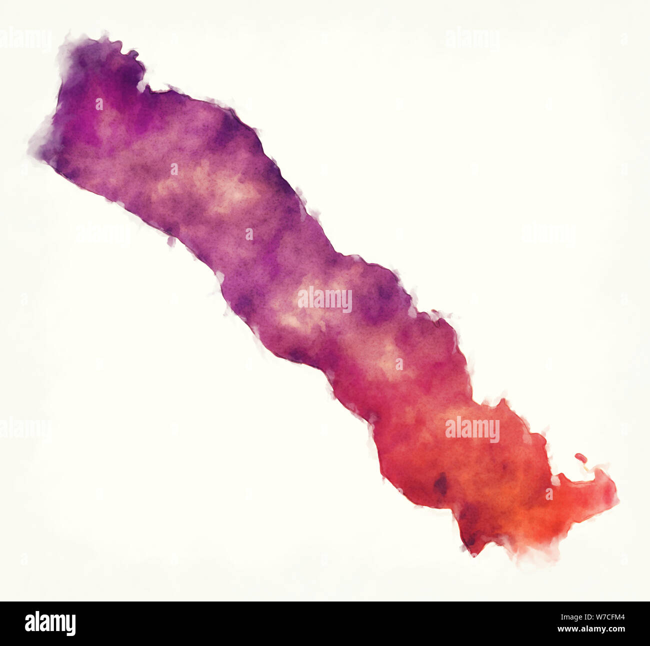 Southern Red Sea Region region watercolor map of Eritrea Stock Photo ...