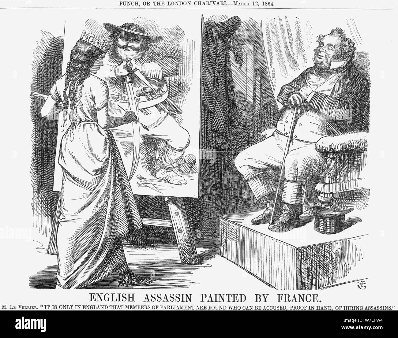 'English Assassin Painted by France', 1864. Artist: John Tenniel Stock ...