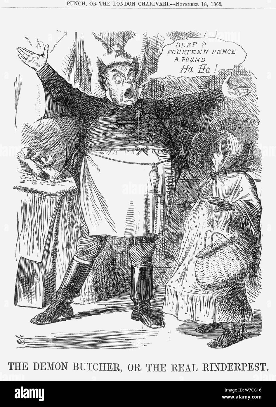 'The Demon Butcher, or the Real Rinderpest', 1865. Artist: John Tenniel ...