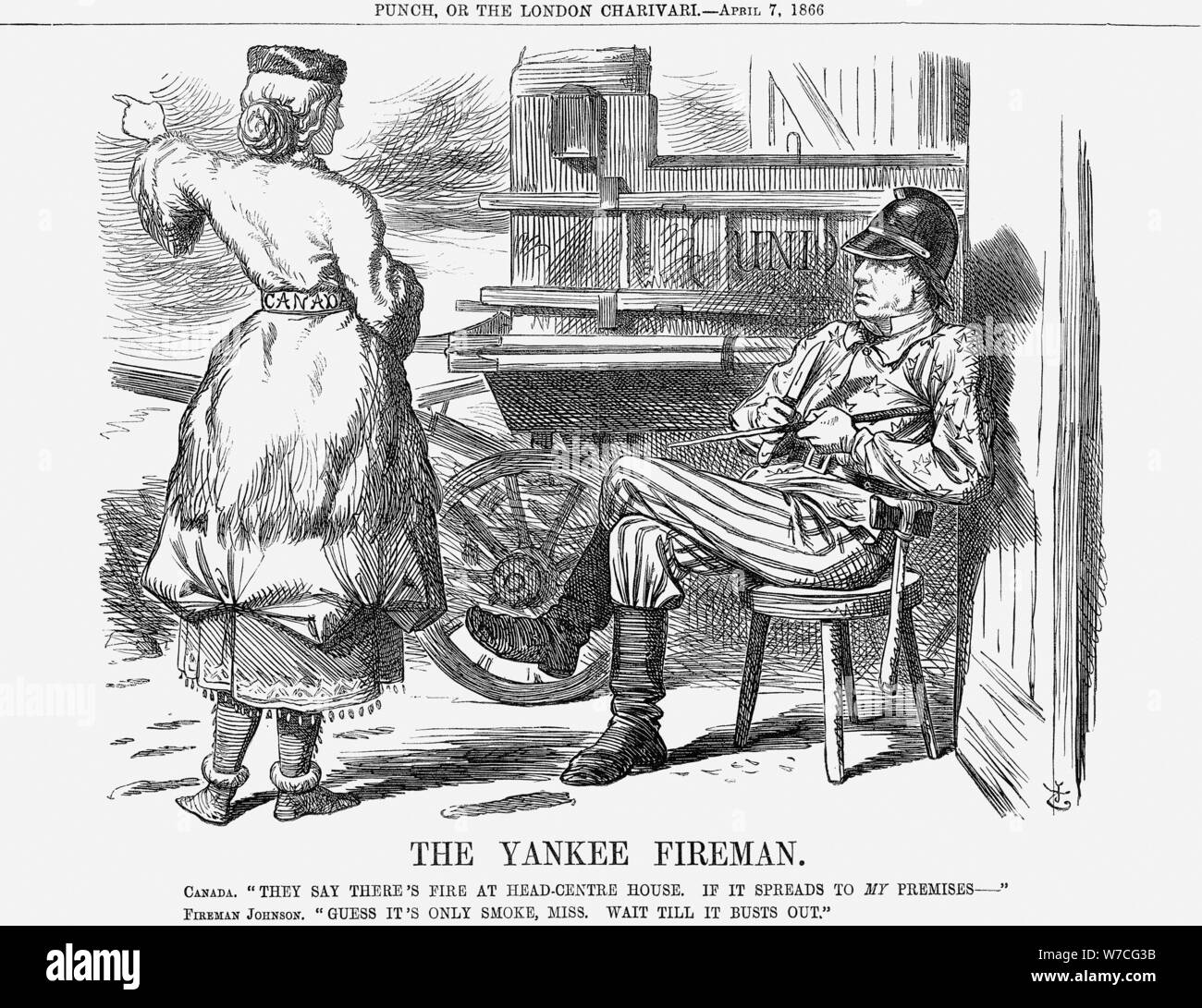 'The Yankee Fireman', 1866. Artist: John Tenniel Stock Photo - Alamy