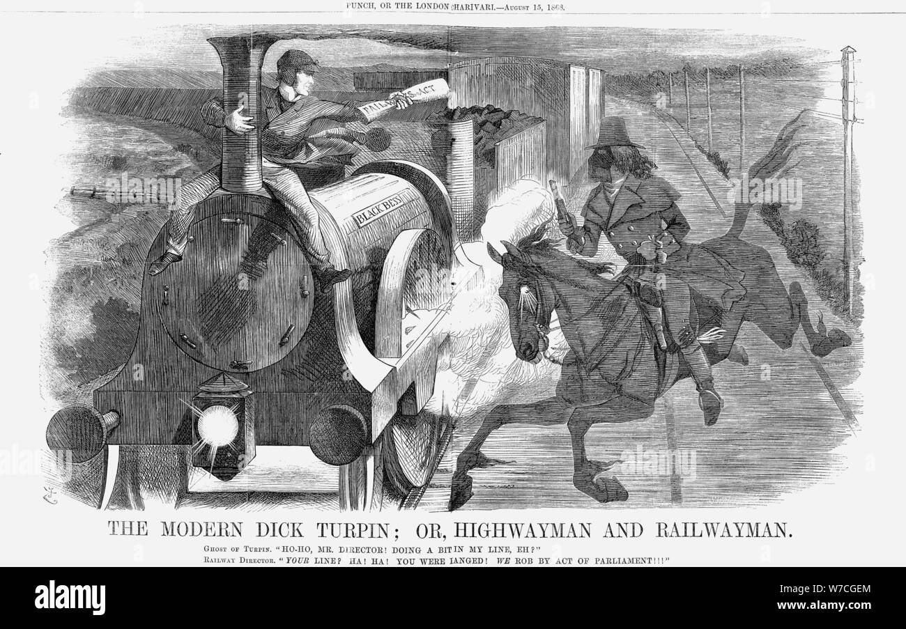 'The Modern Dick Turpin; Or, Highwayman and Railwayman', 1868. Artist ...