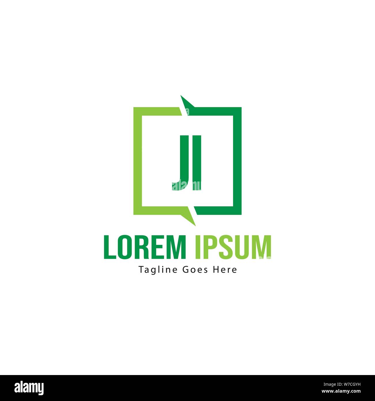 Initial JI logo template with modern frame. Minimalist JI letter logo ...