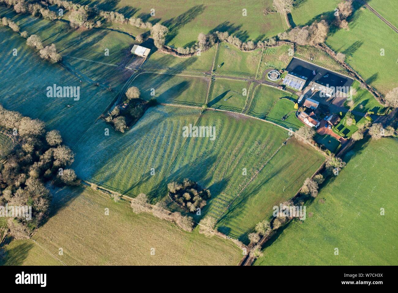 Ridge and furrow earthworks at Lillicot Farm, Worcestershire, 2014 ...