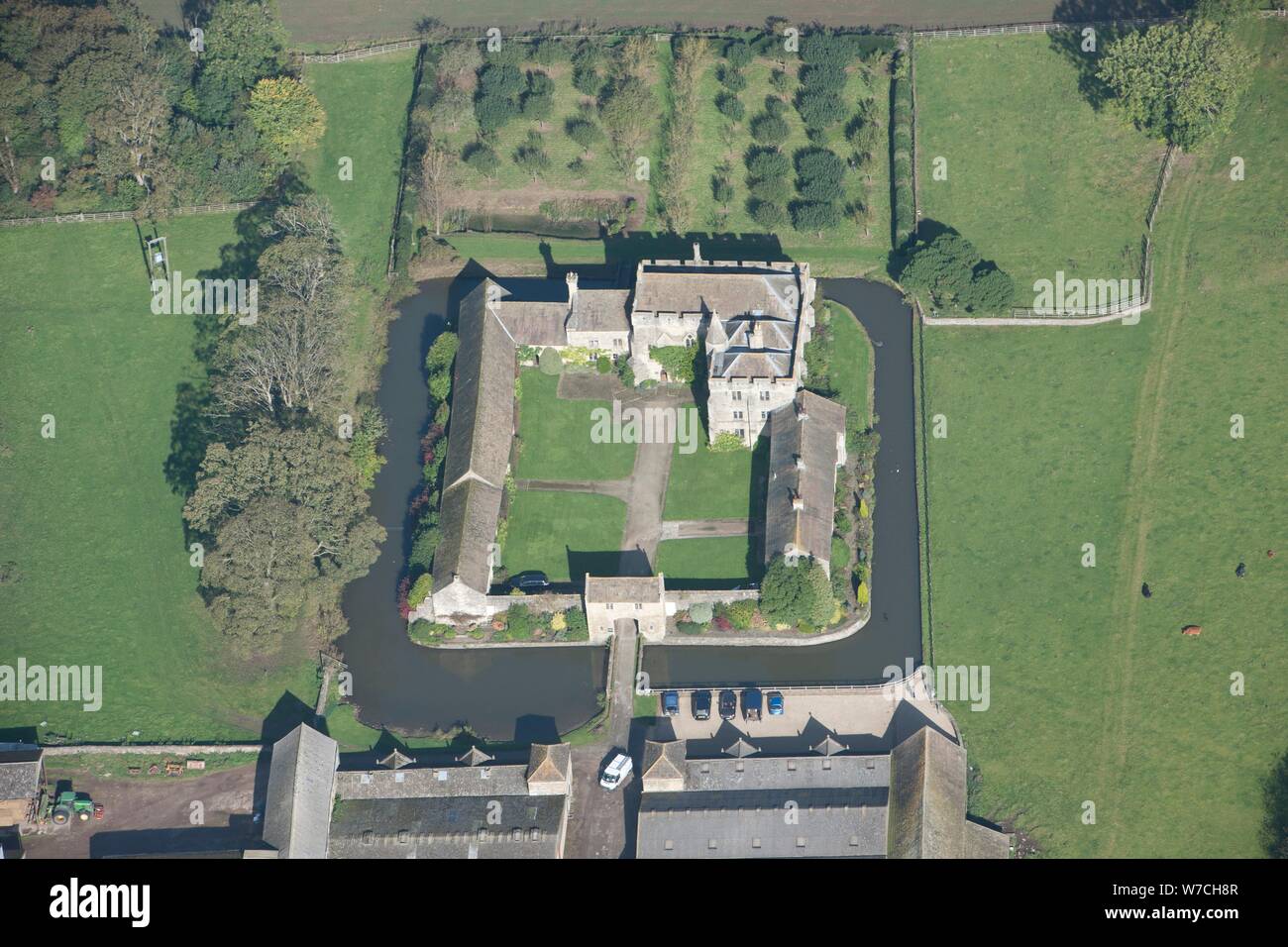 Markenfield Hall, medieval fortified manor house with moat, near Ripon ...