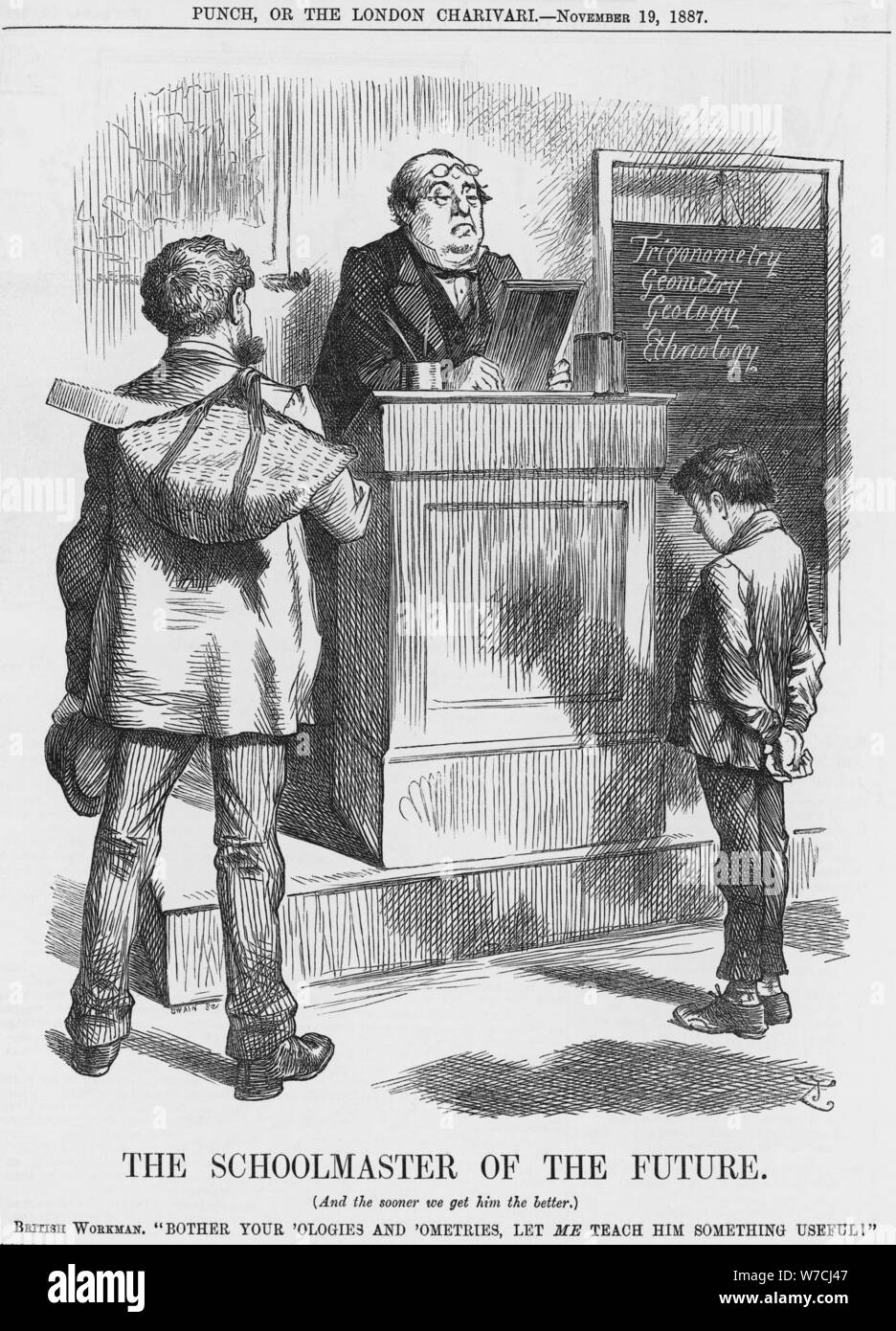 'The Schoolmaster of the Future', 1887. Artist: Joseph Swain Stock ...