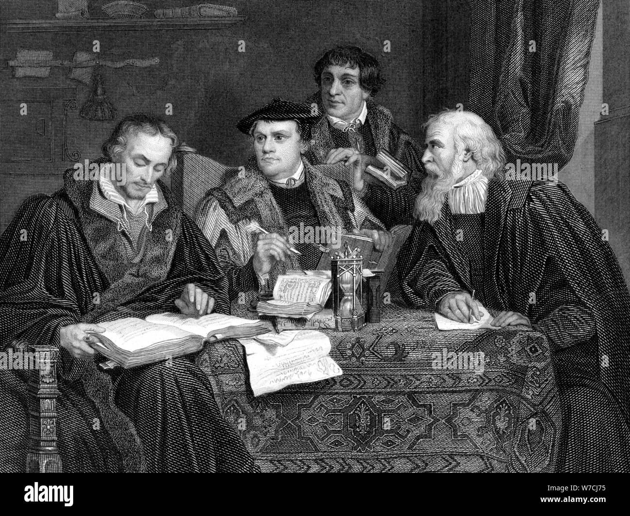 Protestant theologians working on Luther's translation of the Bible ...