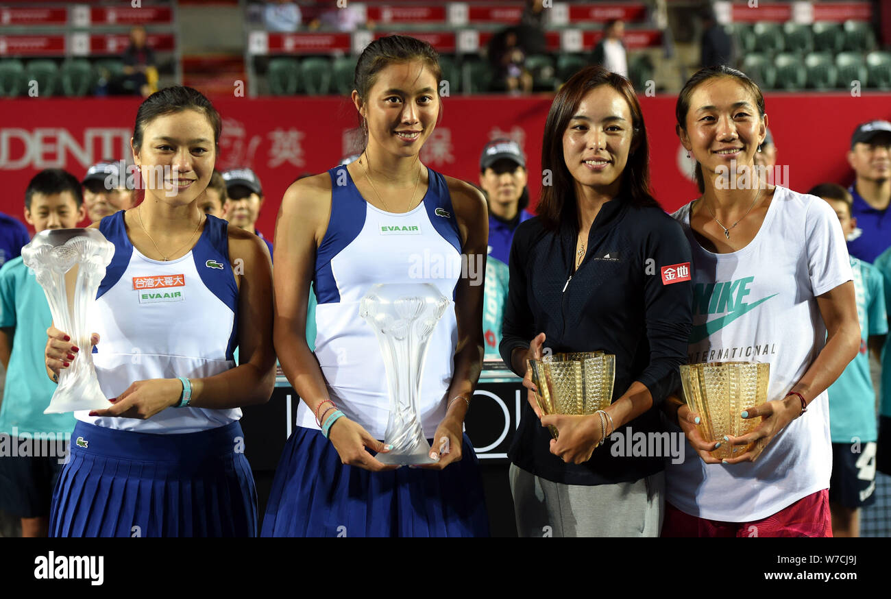 (From left) Chan Yung-Jan, Chan Hao-Ching of Chinese Taipei, Wang Qiang ...