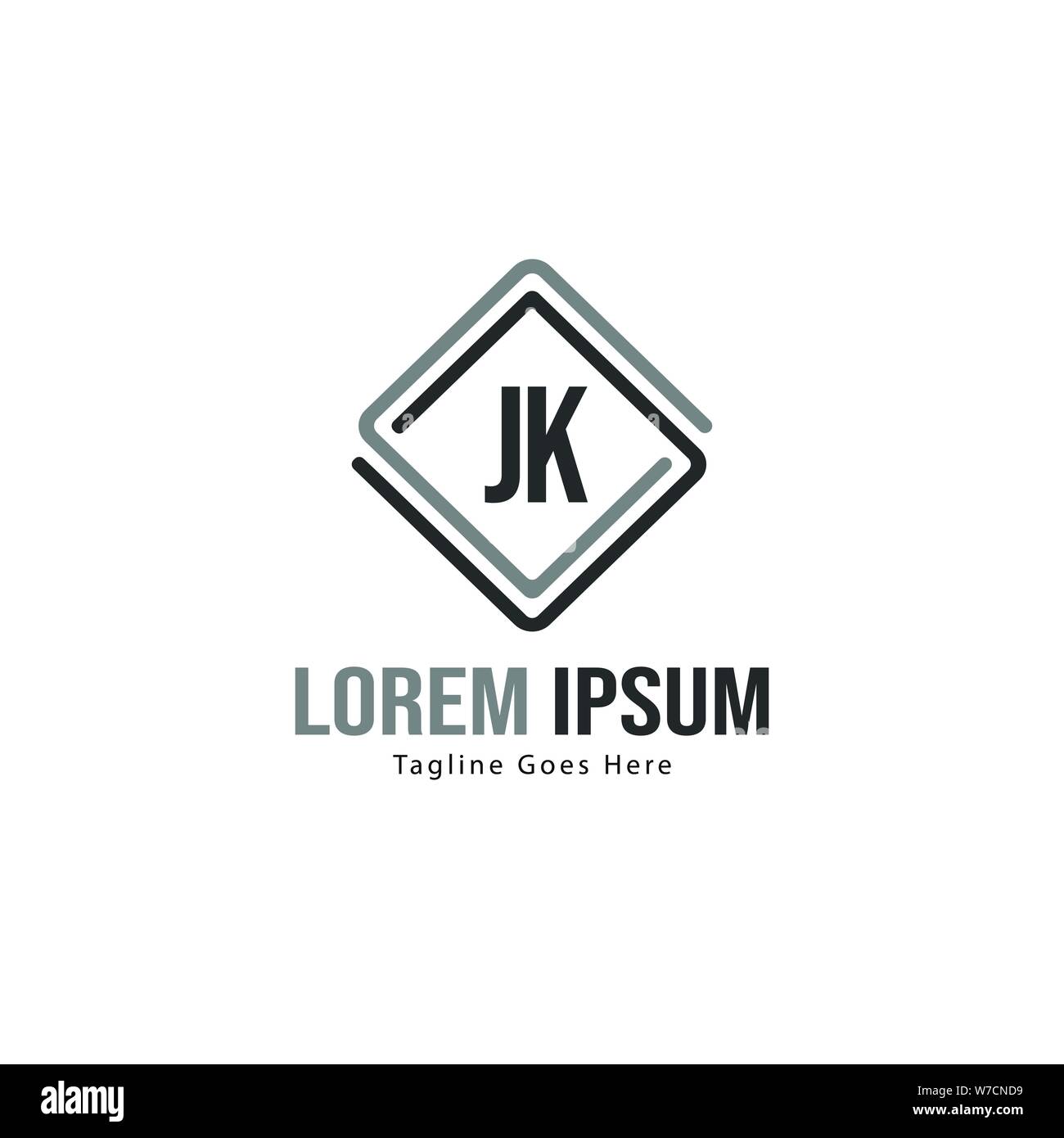 Initial JK logo template with modern frame. Minimalist JK letter logo ...