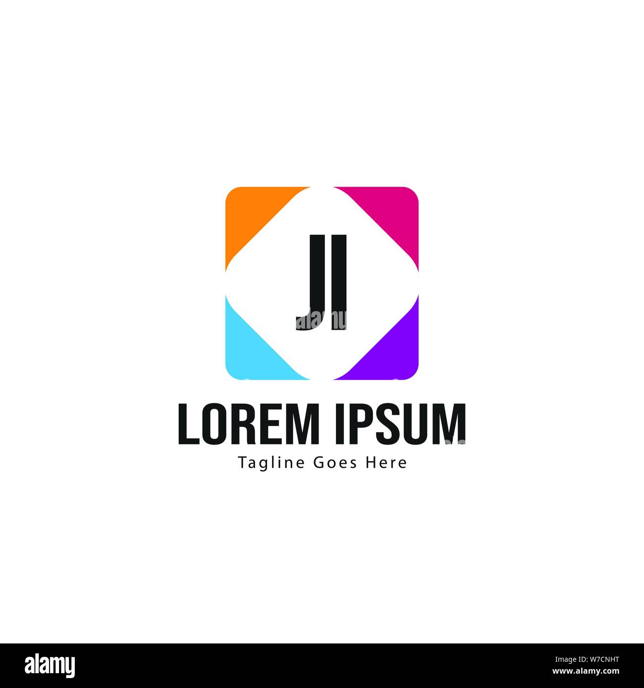 Initial JI logo template with modern frame. Minimalist JI letter logo ...