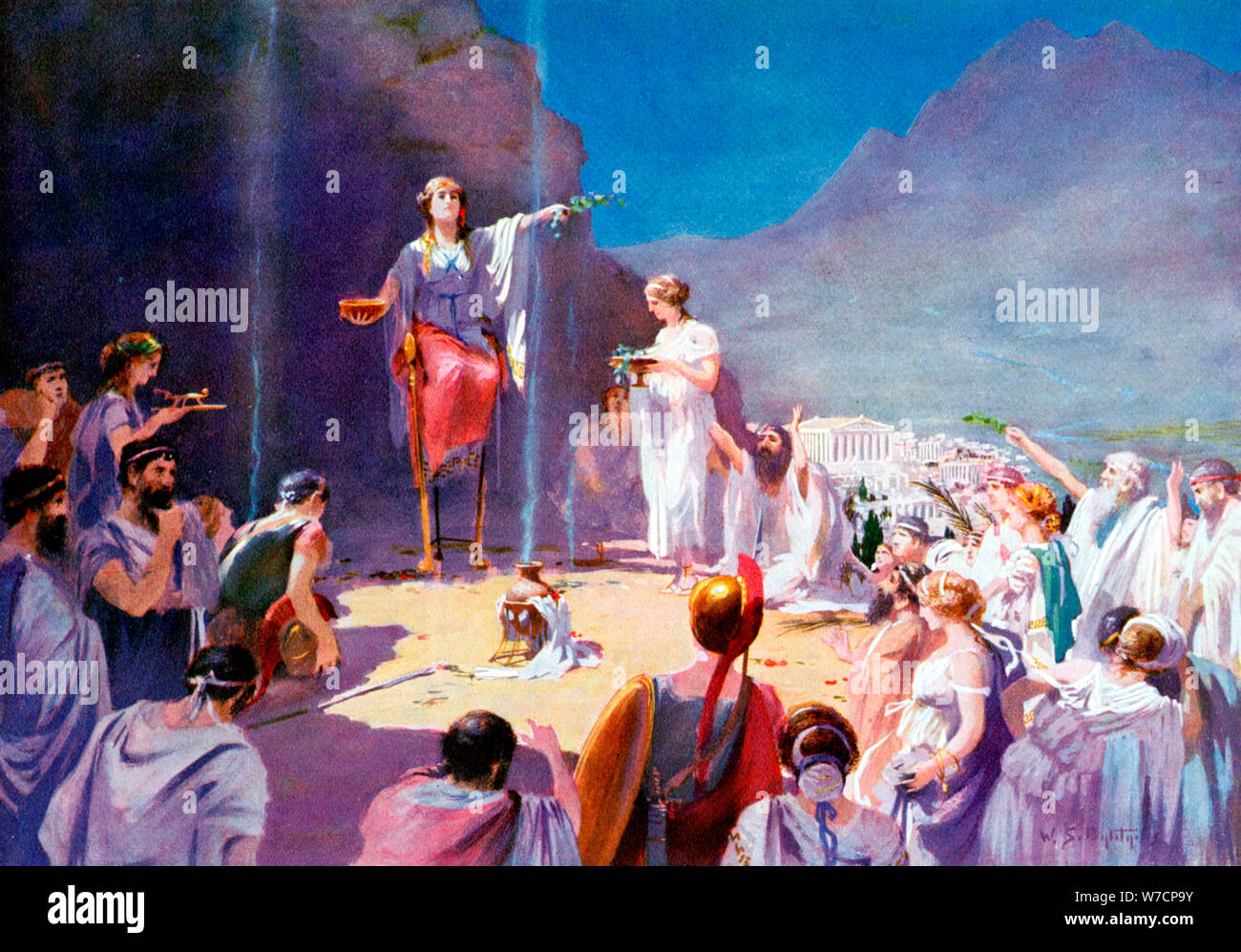 'Consulting the Delphic Oracle', 19th century. Artist: Unknown Stock ...