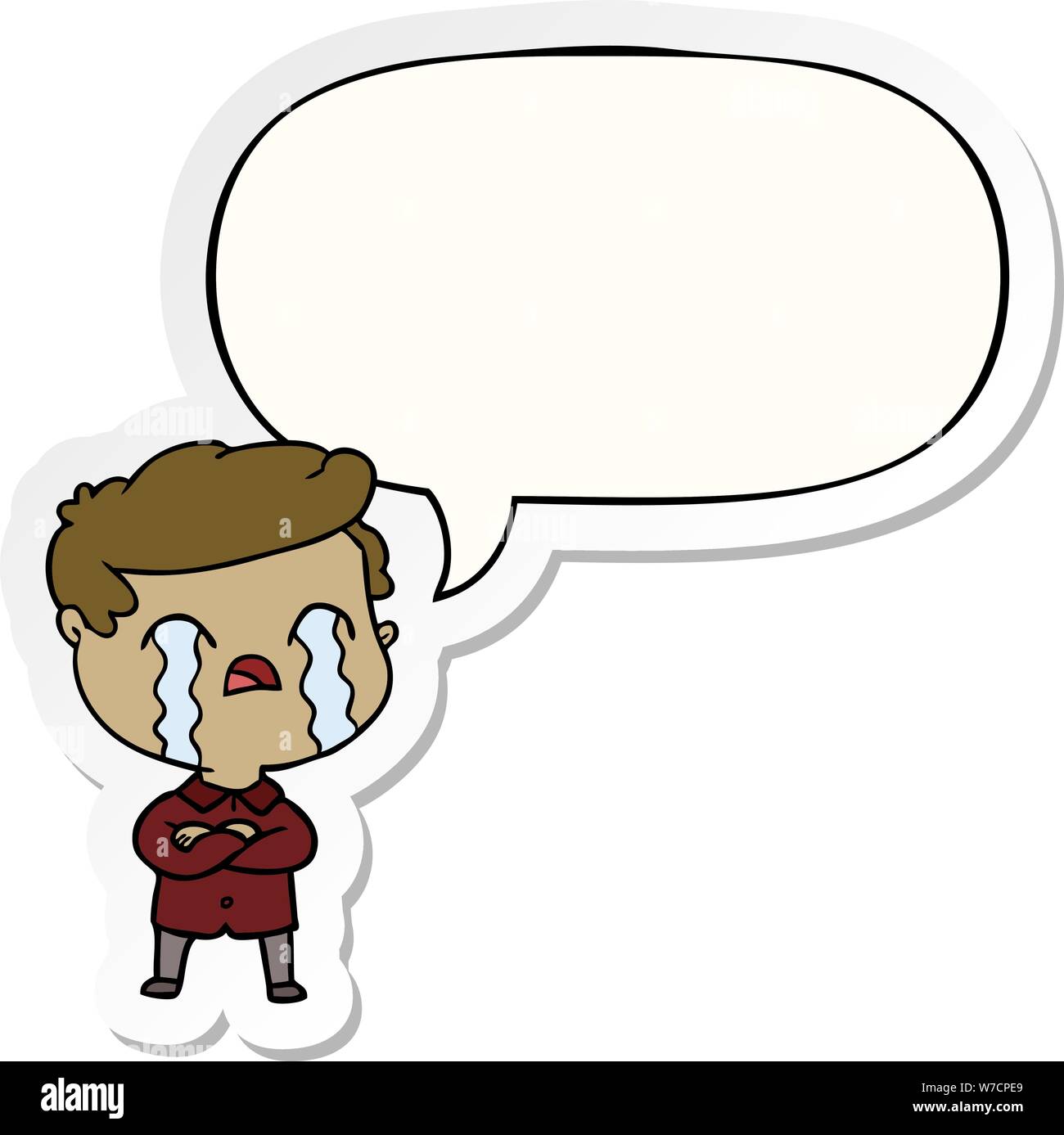 cartoon man crying with speech bubble sticker Stock Vector Image & Art ...