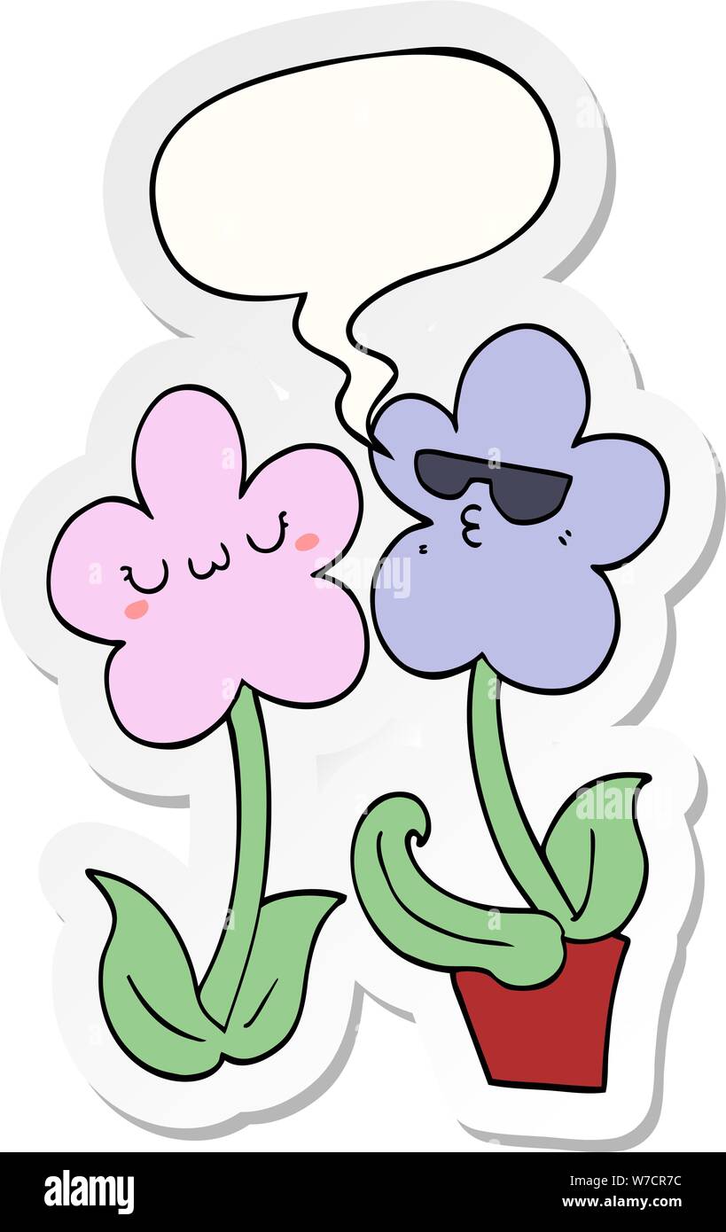 cute cartoon flower with speech bubble sticker Stock Vector Image & Art ...