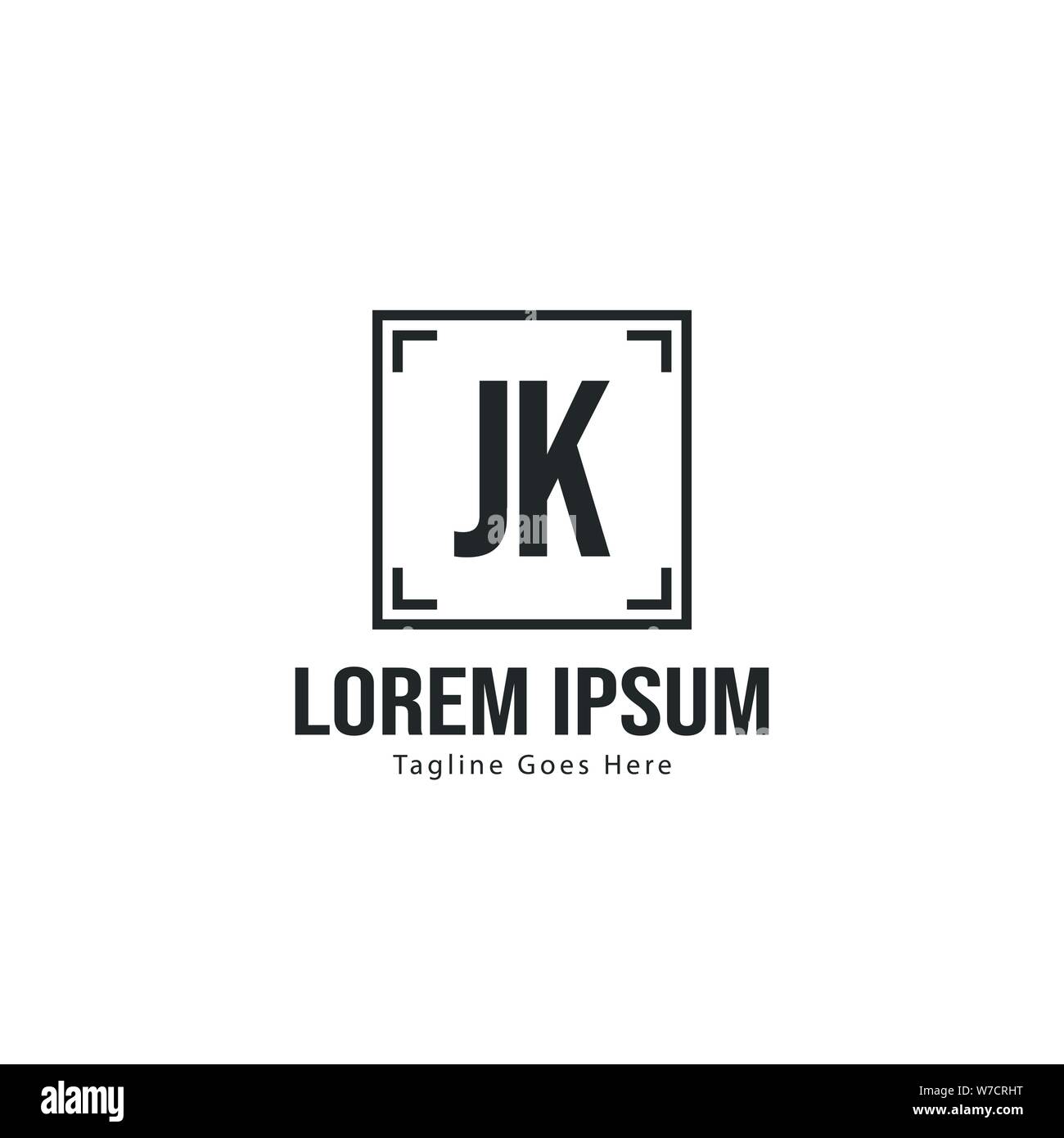 Initial JK logo template with modern frame. Minimalist JK letter logo ...