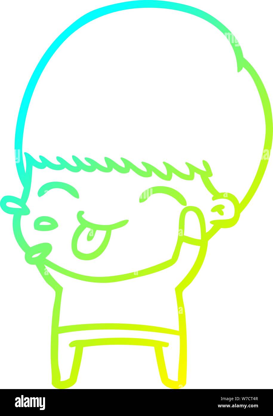 cold gradient line drawing of a cartoon calm boy Stock Vector Image ...