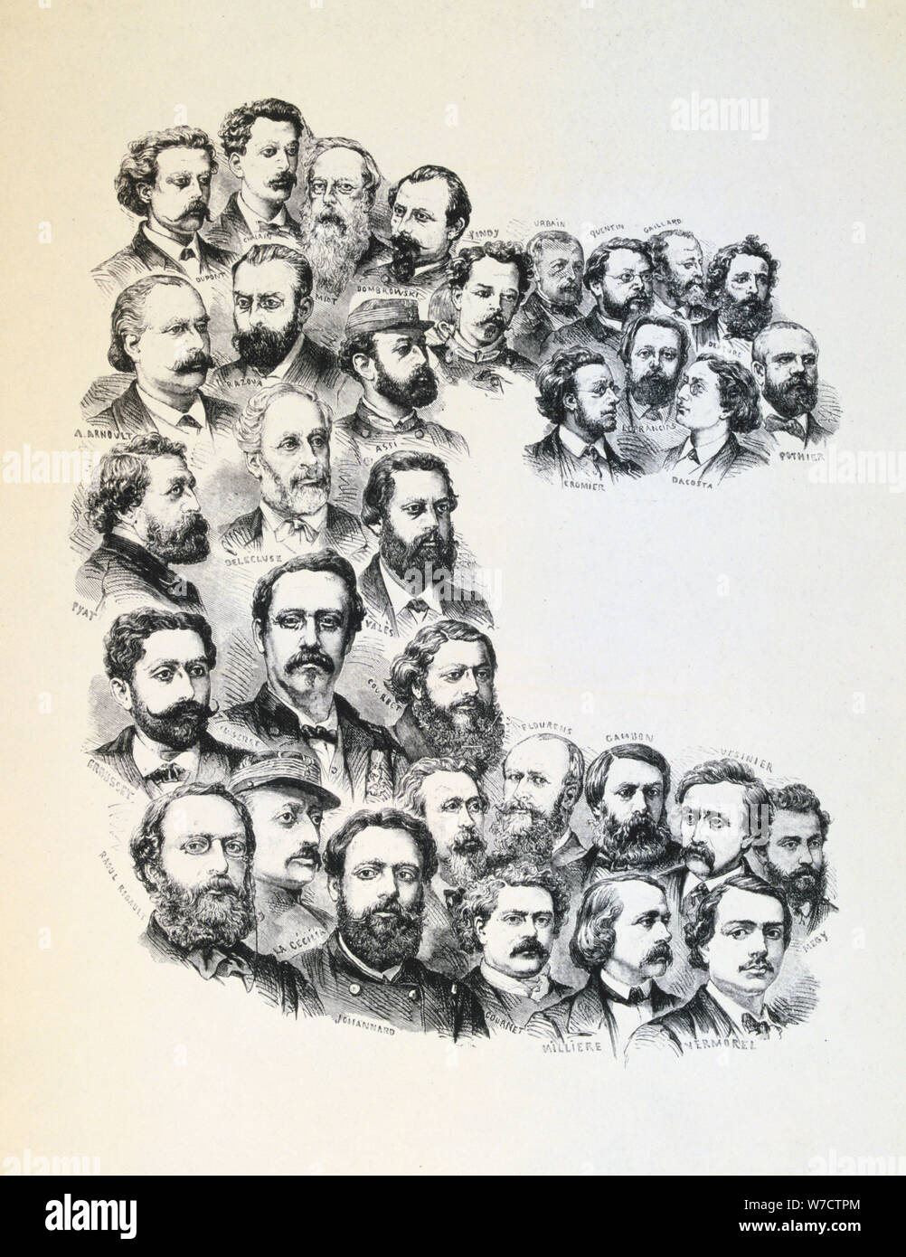 Poster with portraits of the Communards, Paris Commune, 1871. Artist ...