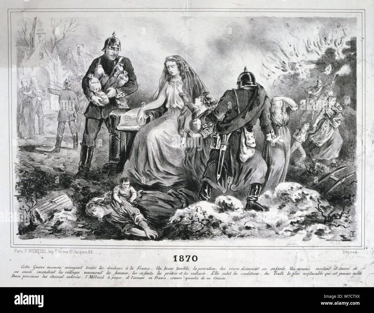 Allegorical cartoon, Franco-Prussian War, 1870-1871. Artist: Anon Stock ...