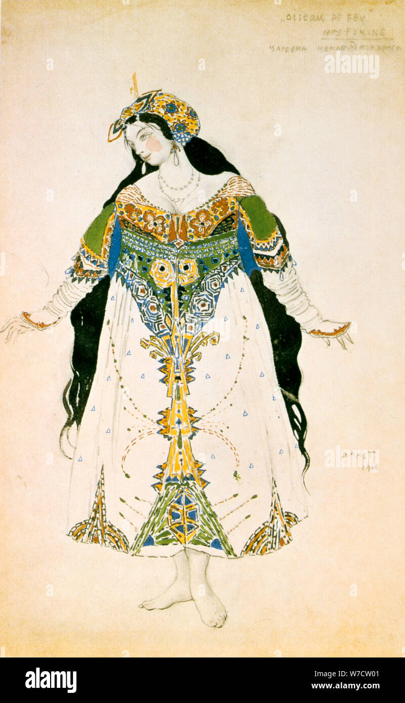 The Tsarevna, costume design for the Ballets Russes production of ...