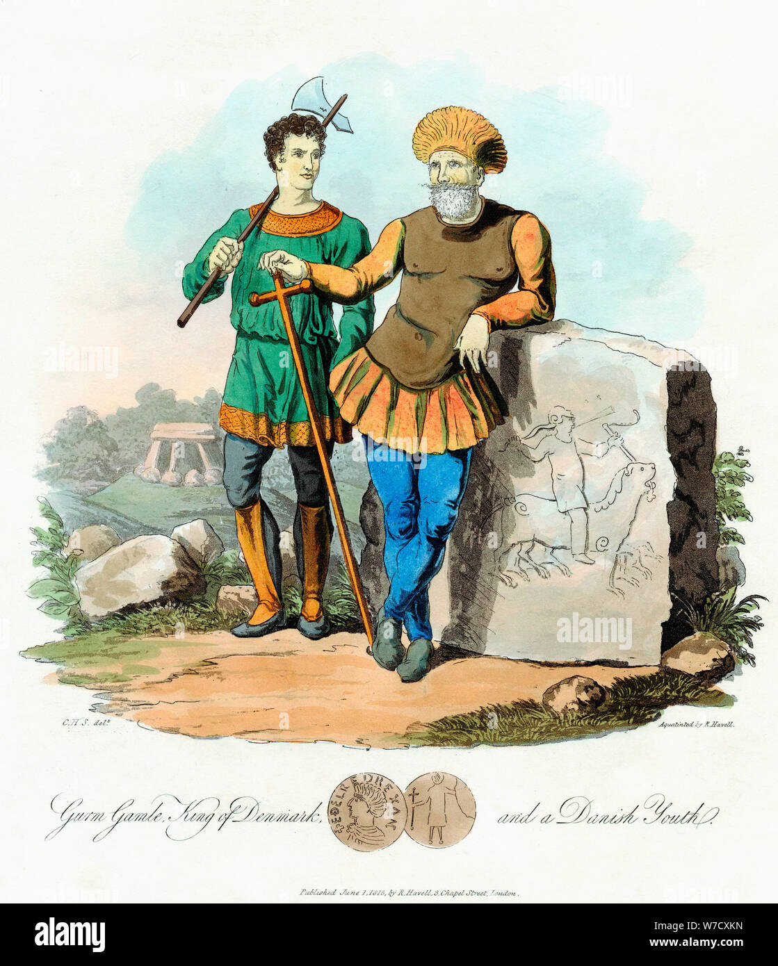 Gurm Gamle (Gormo), King of Denmark from 840, 1815. Artist: Unknown ...