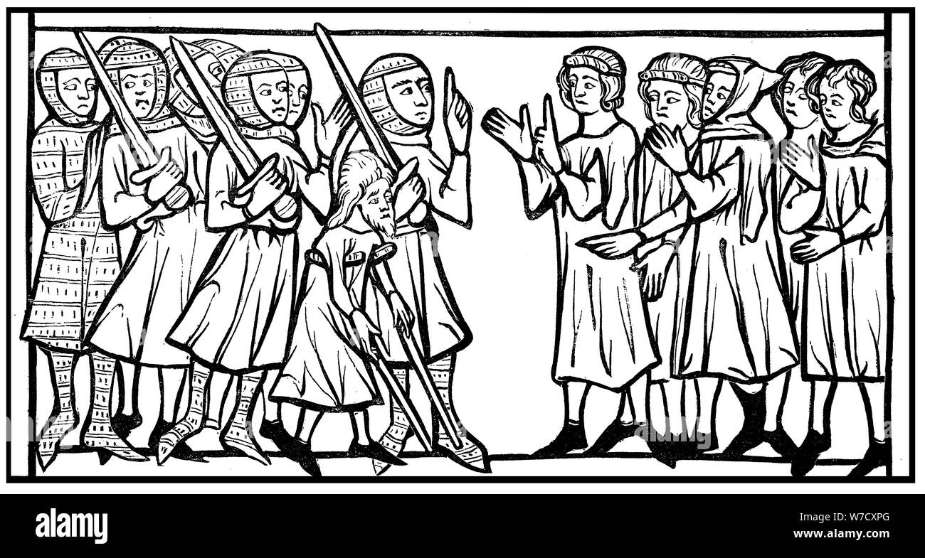 Christian prisoners taken during a crusade, 13th century. Artist ...