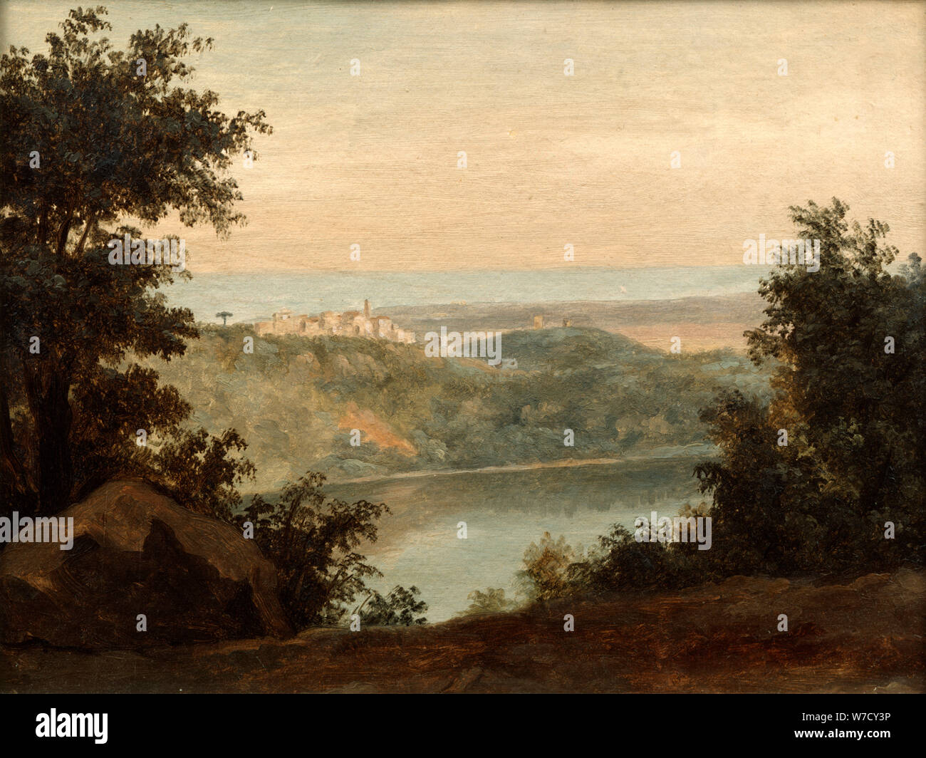 'Lake Nemi; in the background the city of Genzano', late 18th/early ...