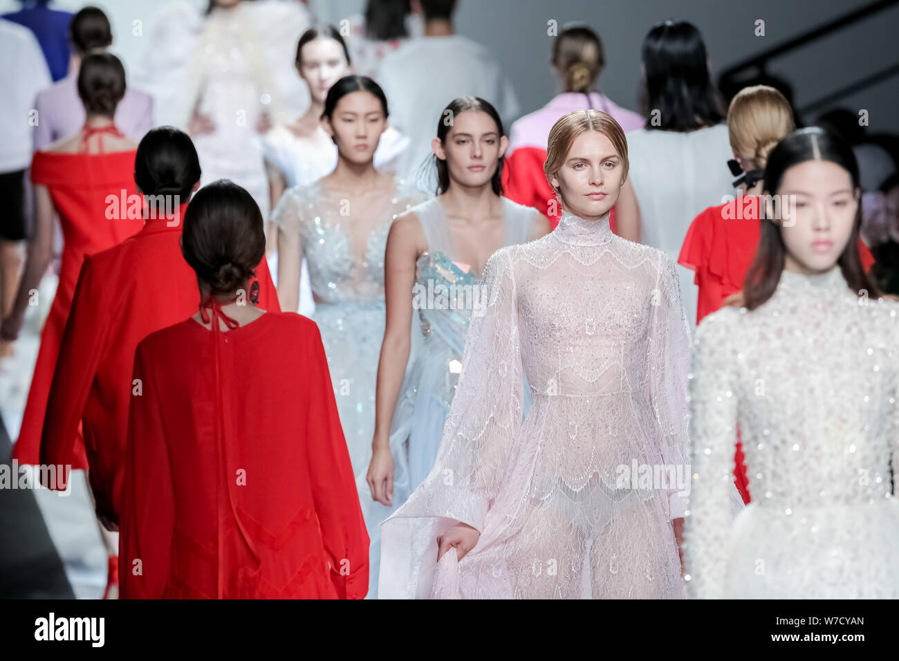 Models display new creations at the fashion show of ZHANG SHUAI x JD ...