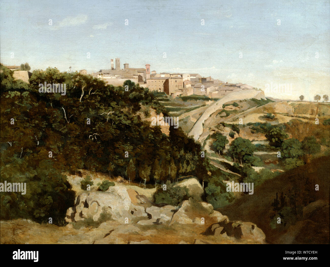 'Volterra', Italy, 1834. Artist: Jean-Baptiste-Camille Corot Stock ...