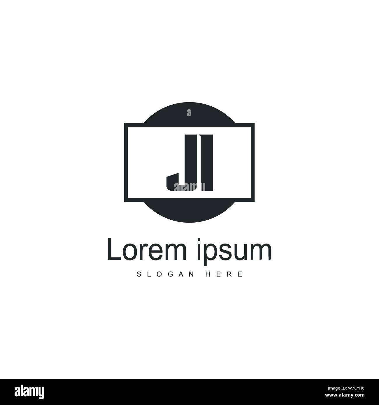 Initial JI logo template with modern frame. Minimalist JI letter logo ...