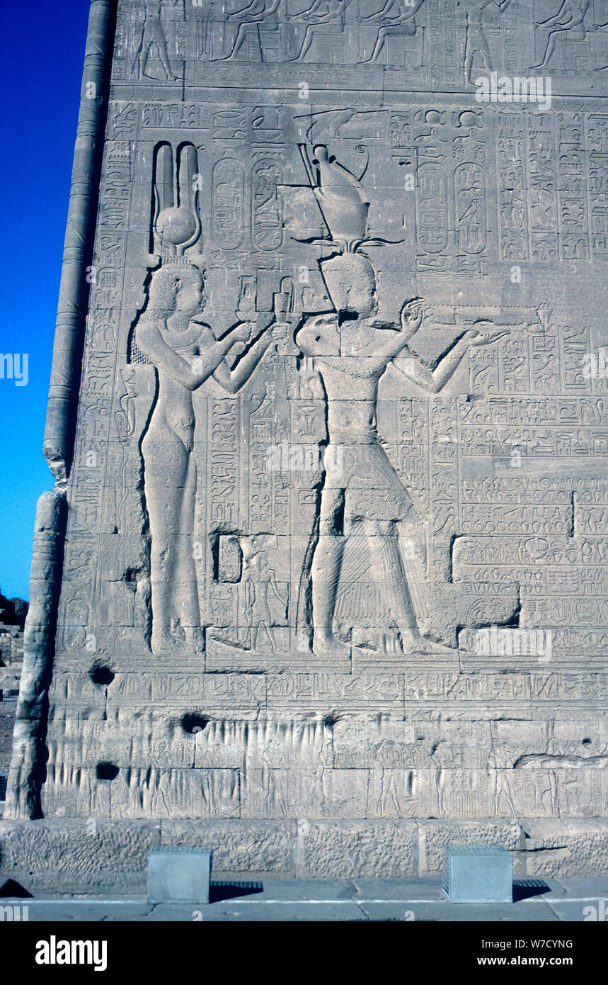 Relief of Cleopatra and Caesarion, Temple of Hathor, Dendera, Egypt ...