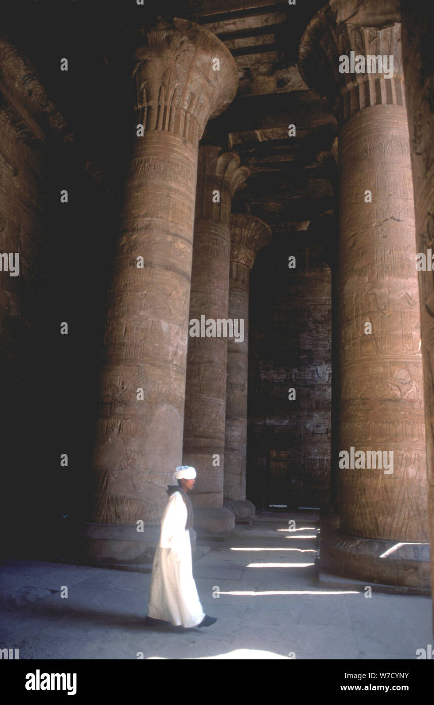 Columns in the Hypostyle Hall, Temple of Horus, Edfu, Egypt, Ptolemaic ...