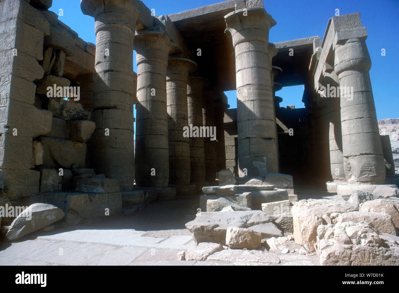 The Ramesseum, Temple of Rameses II, Luxor, Egypt. Artist: Unknown ...