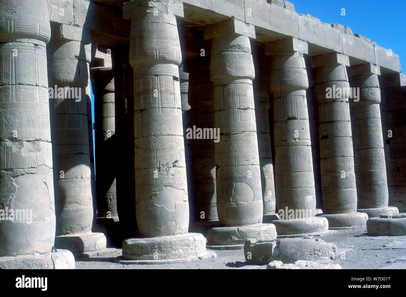 The Ramesseum, Temple of Rameses II, Luxor, Egypt. Artist: Unknown ...