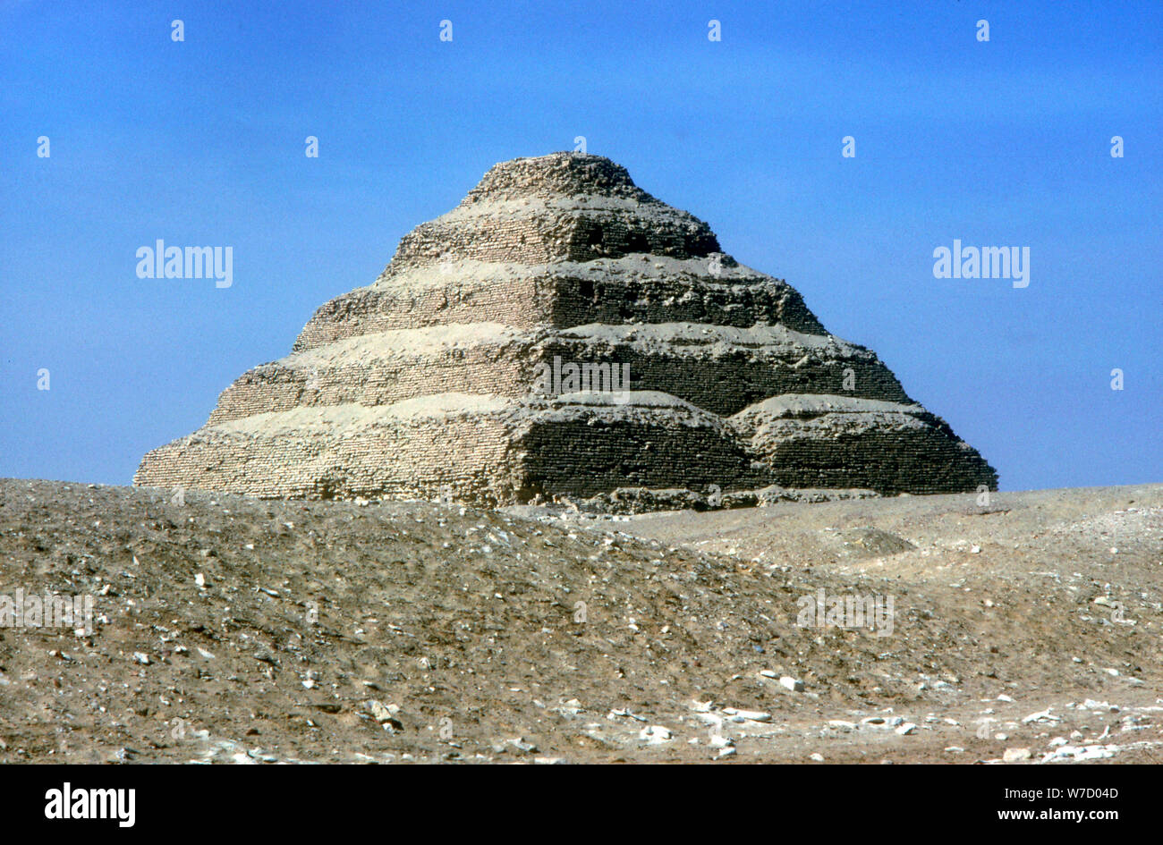 Distant view of the Step Pyramid of King Djoser (Zozer), Saqqara, Egypt ...