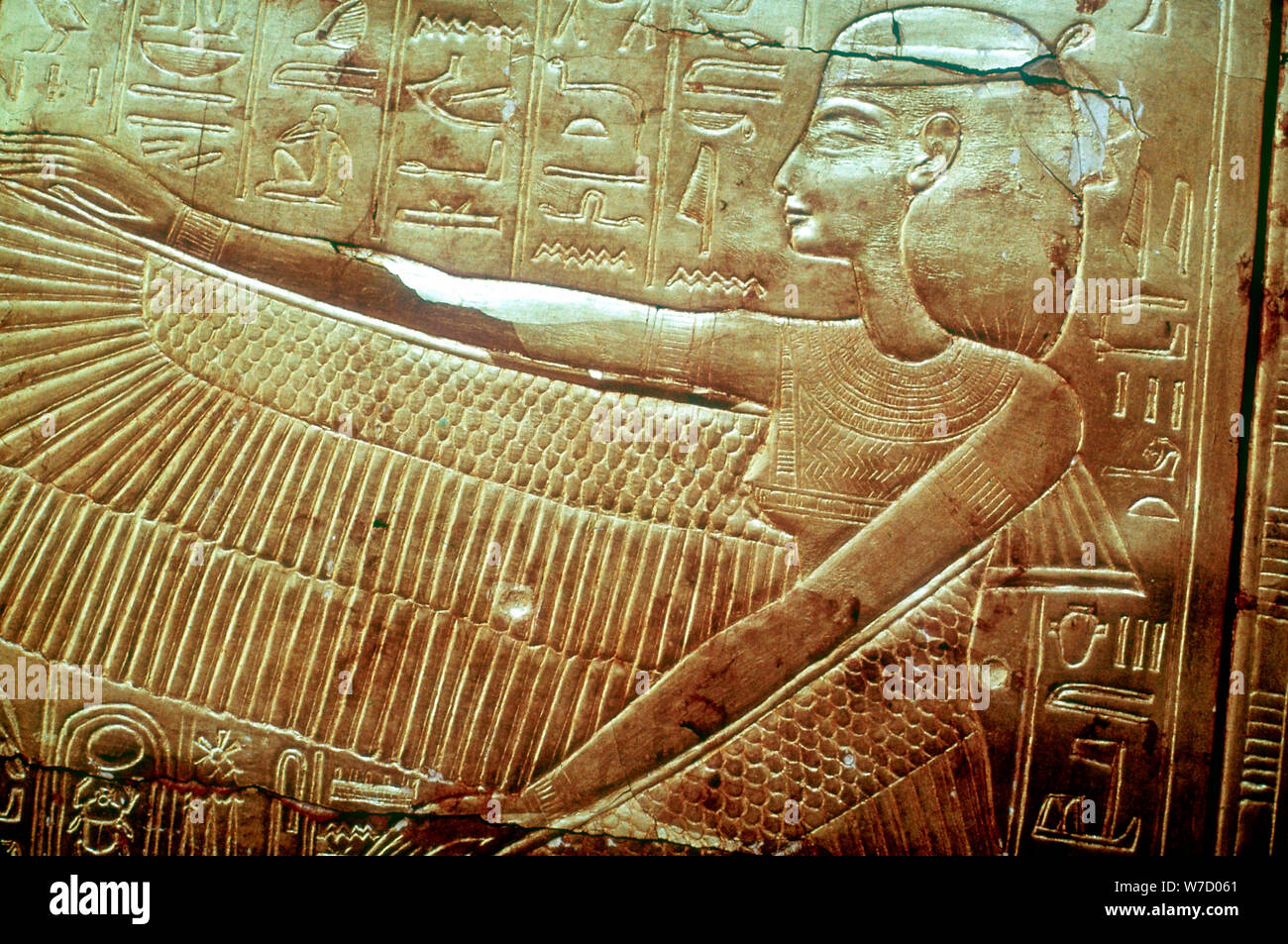 Protective goddess on the golden canopic shrine, Tomb of Tutankhamun ...