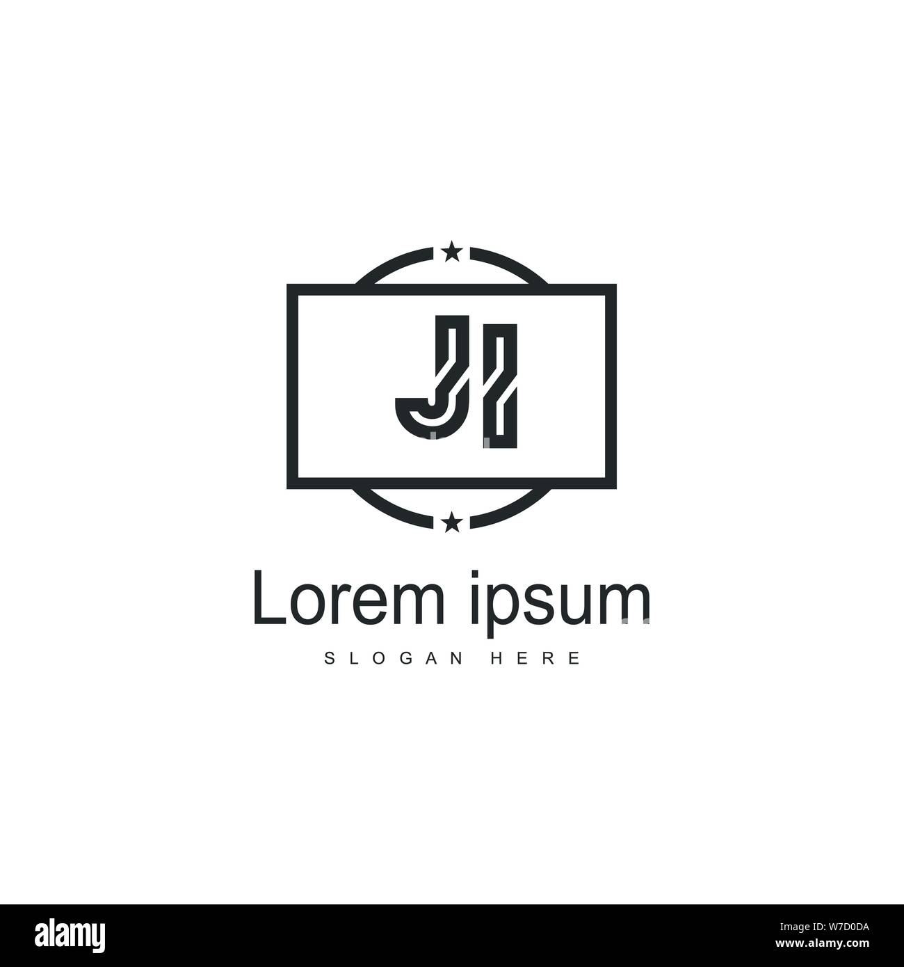 Initial JI logo template with modern frame. Minimalist JI letter logo ...