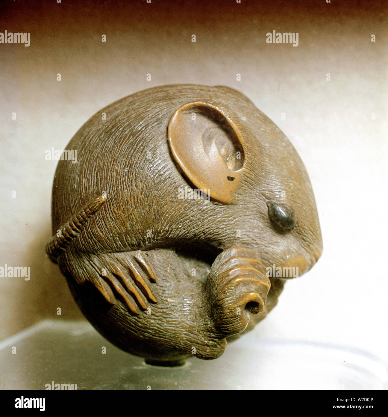 Netsuke carved in the form of a rat, one of the 12 animals of the ...